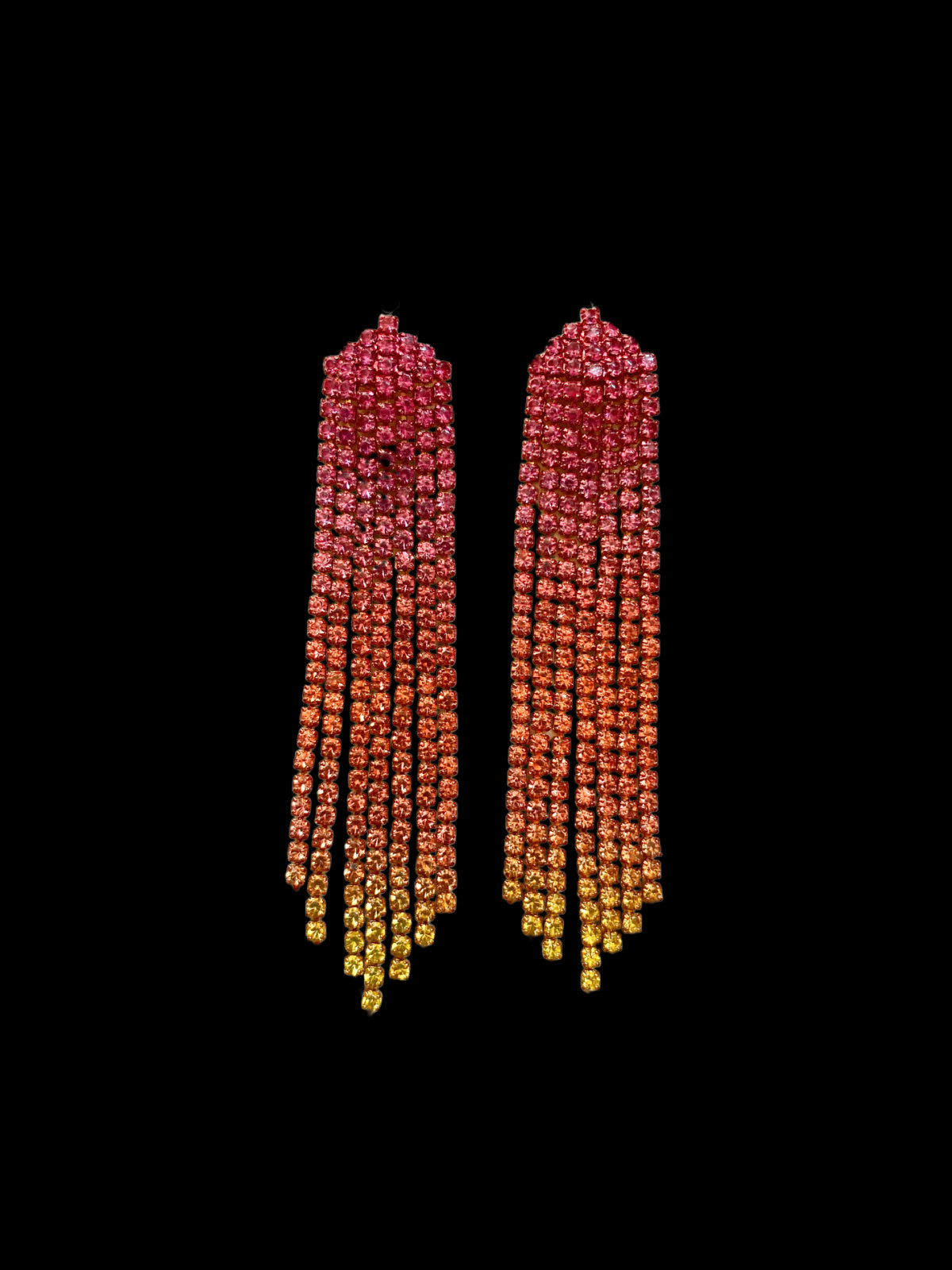 Ombre Rhinestone Waterfall Statement Posts | Gold Fashion Earrings ...