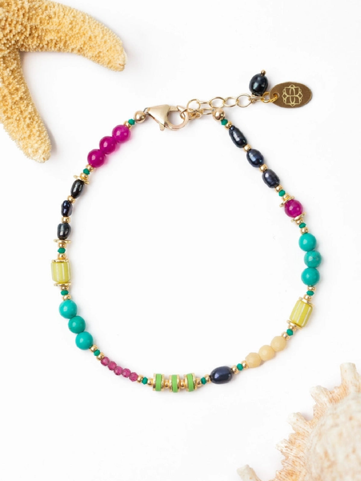 Cabo Ruby, Turquoise & Jade Bracelet by Anne Vaughan | Gold Filled ...