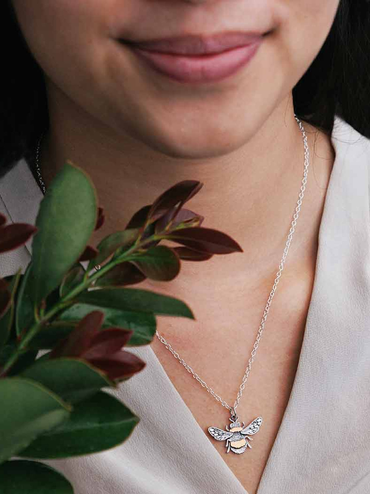 Detailed Bumblebee Charm Necklace | Sterling Silver Bronze Pendant ...