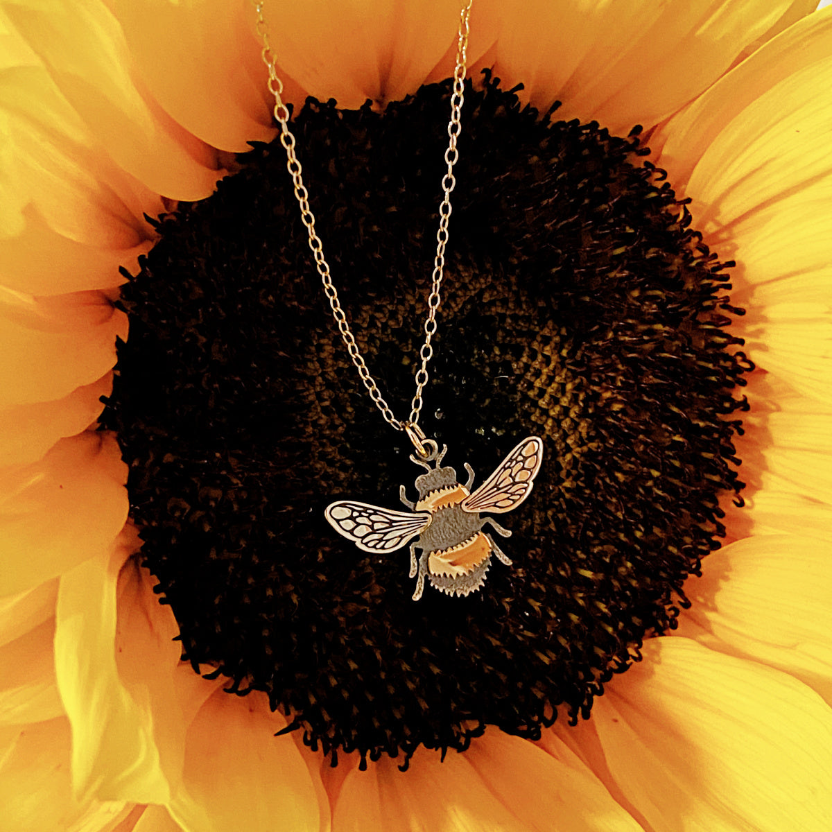 Detailed Bumblebee Charm Necklace | Sterling Silver Bronze Pendant ...
