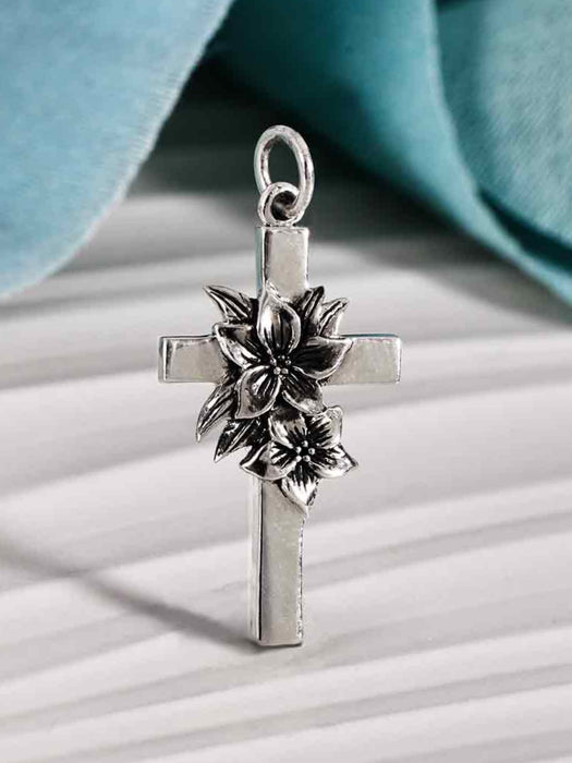 Lily & Cross Necklace | Sterling Silver Pendant Chain | Light Years Jewelry