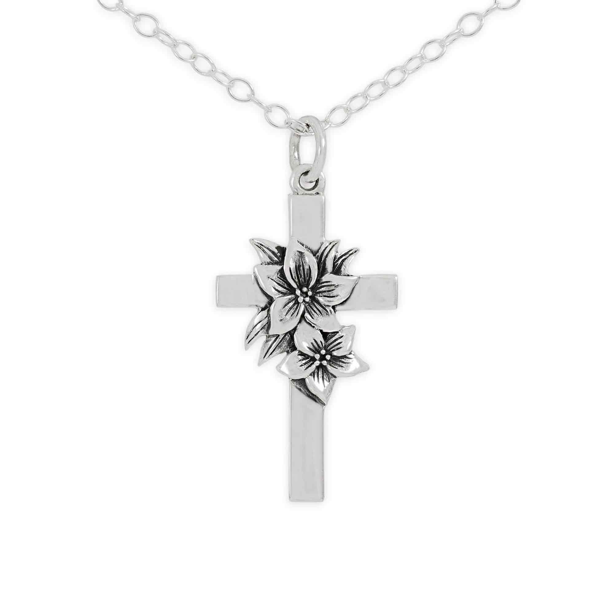 Lily & Cross Necklace | Sterling Silver Pendant Chain | Light Years Jewelry