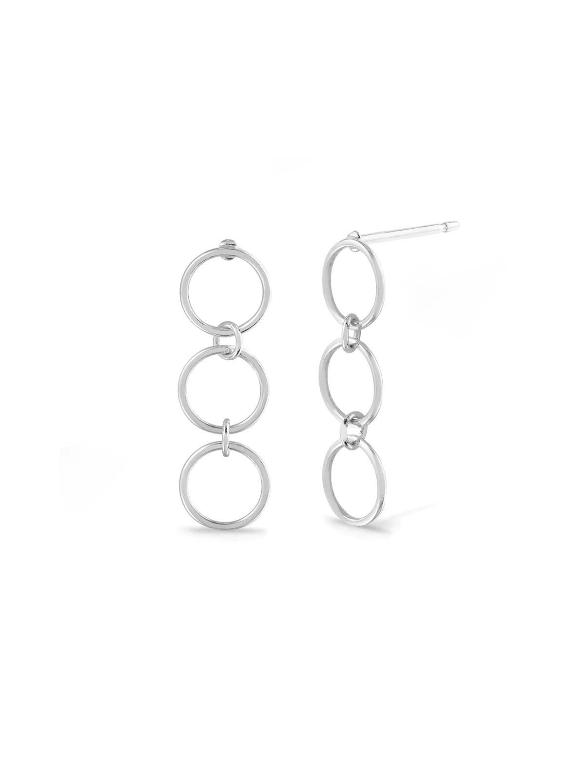 Three Linked Rings Posts | Sterling Silver Stud Earrings | Light Years