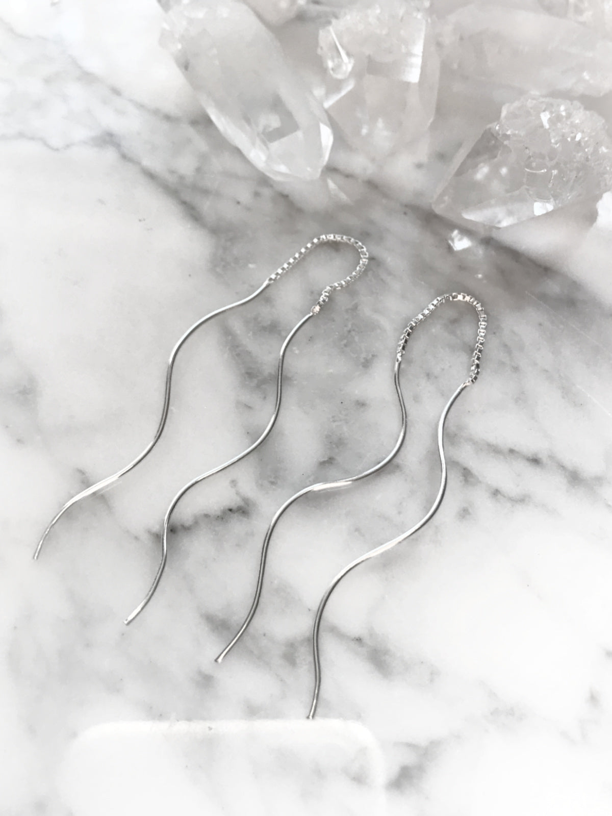 Wavy Ear Threaders | Sterling Silver Earrings | Light Years Jewelry
