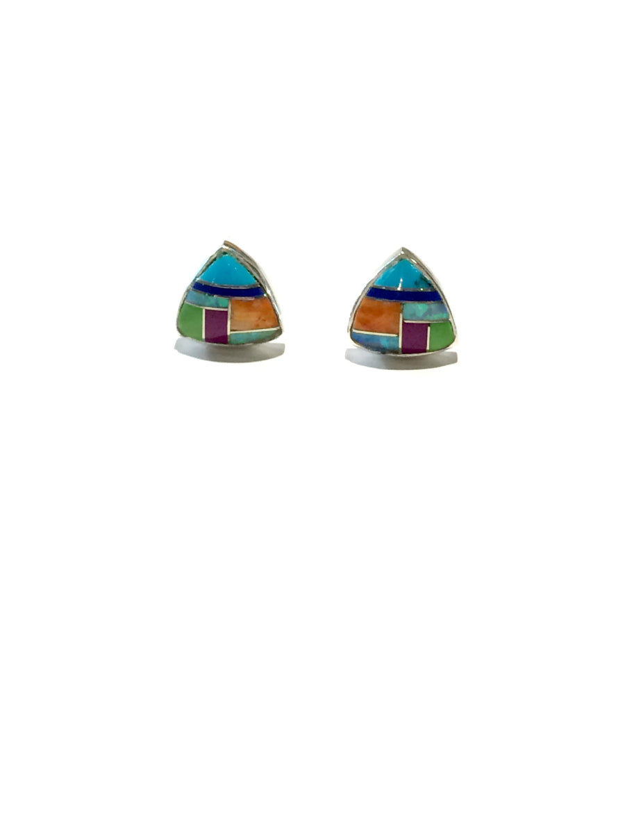 Stone Triangle Inlay Posts | Sterling Silver Stud Earrings | Light Years