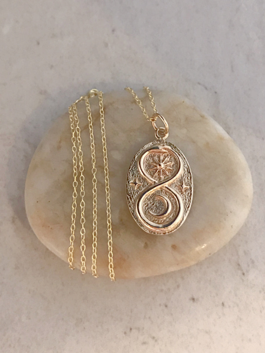 Celestial Ouroboros Necklace | Gold Vermeil Bonze Pendant | Light Years